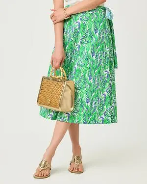 LILLY PULITZER Constance Reversible Midi Wrap Skirt - Putting Green Lilly Of The Valley