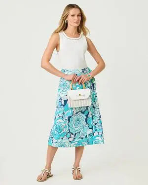 LILLY PULITZER Constance Reversible Midi Wrap Skirt - Putting Green Lilly Of The Valley