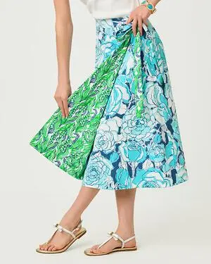 LILLY PULITZER Constance Reversible Midi Wrap Skirt - Putting Green Lilly Of The Valley