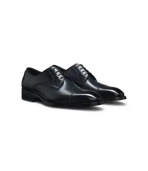 BOSS Brogue-detail Leather Derby Shoes - Dark Blue