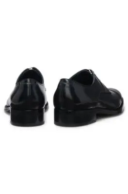 BOSS Brogue-detail Leather Derby Shoes - Dark Blue