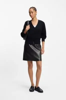 BOSS Nappa-leather Mini Skirt With Seam