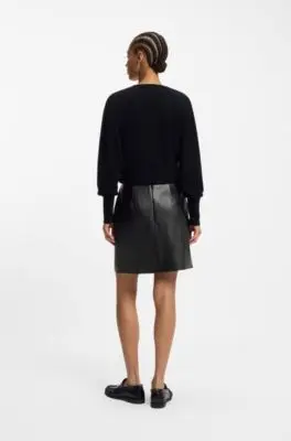 BOSS Nappa-leather Mini Skirt With Seam