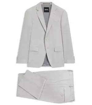 BOSS Two-piece Slim-fit Suit In Micro-patterned Cloth - Light Grey