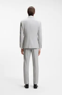 BOSS Two-piece Slim-fit Suit In Micro-patterned Cloth - Light Grey