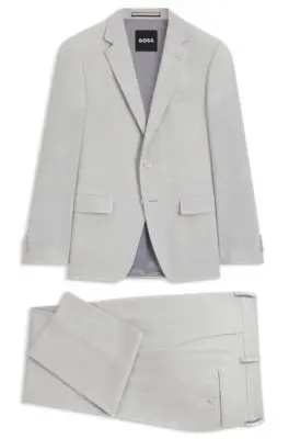 BOSS Two-piece Slim-fit Suit In Micro-patterned Cloth - Light Grey