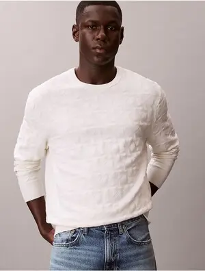 Calvin Klein Allover Monogram Relaxed Sweater - Tofu