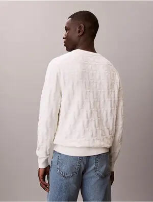 Calvin Klein Allover Monogram Relaxed Sweater - Tofu