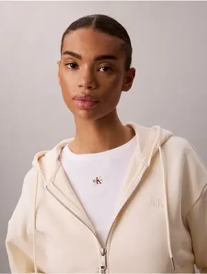 Calvin Klein Terry Monogram Cropped Hoodie - Calico