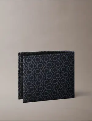 Calvin Klein Allover Monogram Logo Bifold Wallet With Coin Pouch