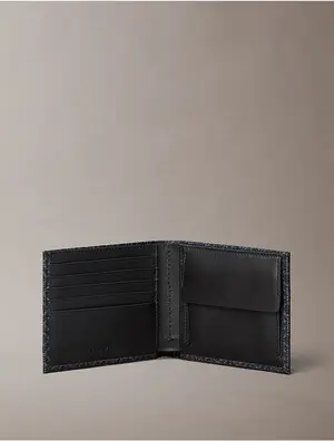 Calvin Klein Allover Monogram Logo Bifold Wallet With Coin Pouch