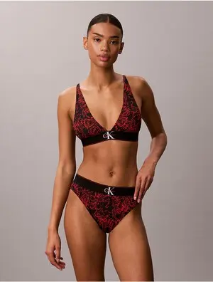 Calvin Klein Graphic Monogram Microfiber Stretch Lightly Lined Triangle Bralette Python+black