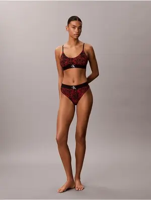 Calvin Klein Graphic Monogram Microfiber Stretch Unlined Bralette - Python+black