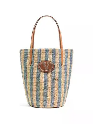 Valentino Garavani Striped Raffia Shopping Bag