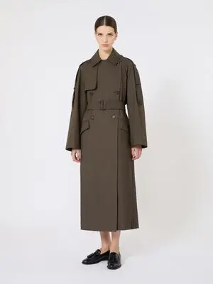 Max Mara Wide Water-repellent Twill Trench Coat - Green