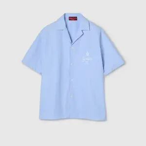 Gucci Thin Striped Cotton Poplin Bowling Shirt