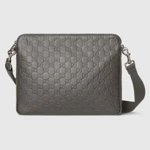 Gucci Gg Emblem Crossbody Bag - Grey