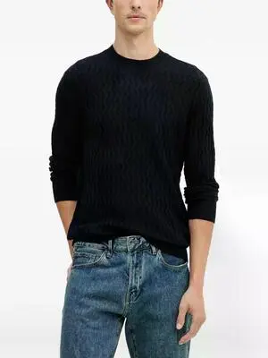 Armani Exchange Patterned Crew Neck Sweater - Blue