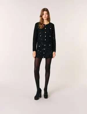 Maje Sequin-embellished Cropped Cardigan