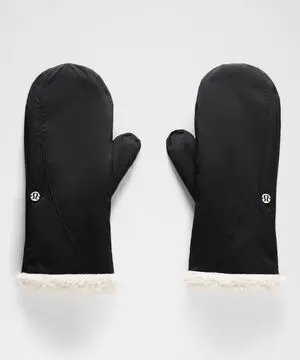 Lululemon Boucle Fleece Lined Mittens - Black/light Ivory