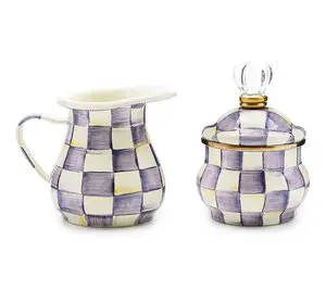 MACKENZIE-CHILDS Mackenize-childs Violet Check Enamel Creamer & Sugar Set - One-color