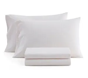 MARTHA STEWART Polka Dot White/peach Cotton Ful L Sheet Set - One-color