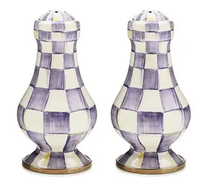 MACKENZIE-CHILDS Violet Check Large Salt & Pepper Shakers - One-color