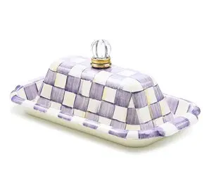 MACKENZIE-CHILDS Violet Check Enamel Butter Box - One-color