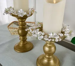 VALERIE PARR HILL 2pc Pearlized Flower & Bead Candle Rings Valerie - One-color