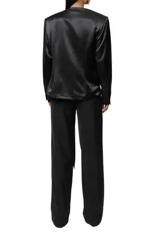 JLUXLABEL Satin Drape Top - Black