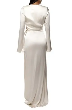 JLUXLABEL Satin Long Sleeve Top And Maxi Skirt Set