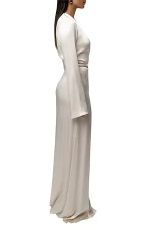 JLUXLABEL Satin Long Sleeve Top And Maxi Skirt Set