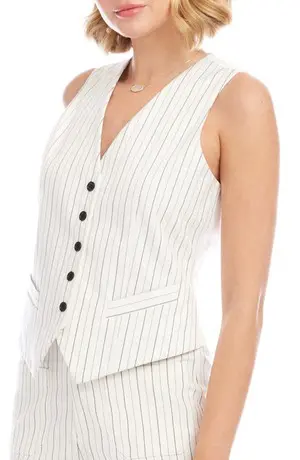 Karen Kane Stripe Cotton Blend Vest
