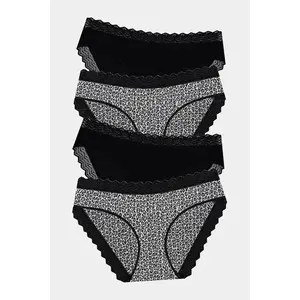 STRIPE & STARE Zig Zag Lace Original Knicker Four Pack - Leopard Mix