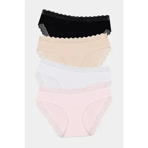 STRIPE & STARE Zig Zag Lace Original Knicker Four Pack - Sand Essentials