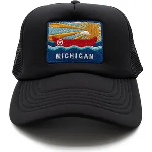 REY TO Z Michigan Postcard Trucker Hat - Black & White