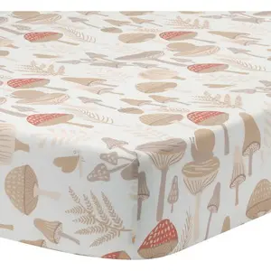 LAMBS & IVY Mushroom Meadow Organic Cotton Fitted Crib Sheet - White