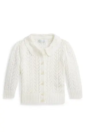 Ralph Lauren Collared Pointelle Stitch Cardigan
