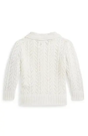 Ralph Lauren Collared Pointelle Stitch Cardigan