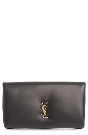 Saint Laurent Large Calypso Leather Continental Wallet - Noir