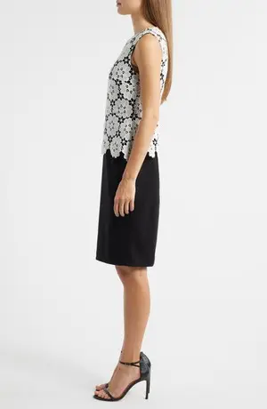 Anne Klein Mixed Media Lace Sheath Dress