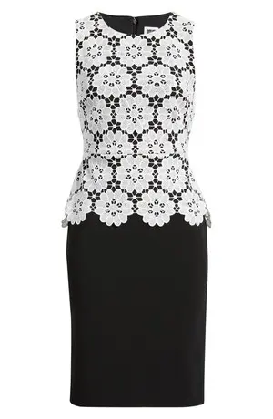 Anne Klein Mixed Media Lace Sheath Dress