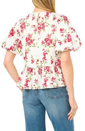 CECE DUPRAZ Floral Print Puff Sleeve Top