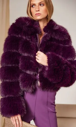 Generation Love Madison Faux Fur Cropped Jacket - Purple