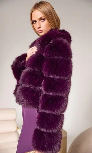 Generation Love Madison Faux Fur Cropped Jacket - Purple