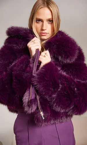 Generation Love Madison Faux Fur Cropped Jacket - Purple