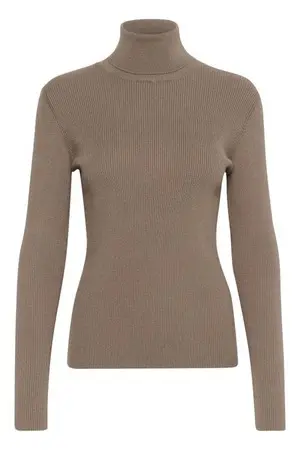 SOAKED IN LUXURY Slim-fit Rollneck Pullover - Walnut