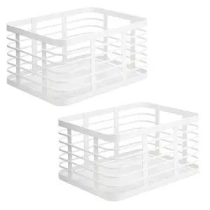 MDESIGN Metal Pantry Basket With Handlesset Of 2 - Matte White