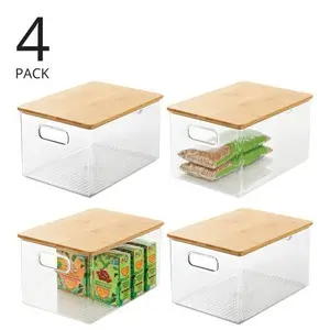 MDESIGN Plastic Kitchen Storage Boxlid, Handles, 4 Pack