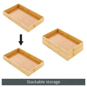 MDESIGN Stackable 15" Long Woodendrawer Organizer2 Pack